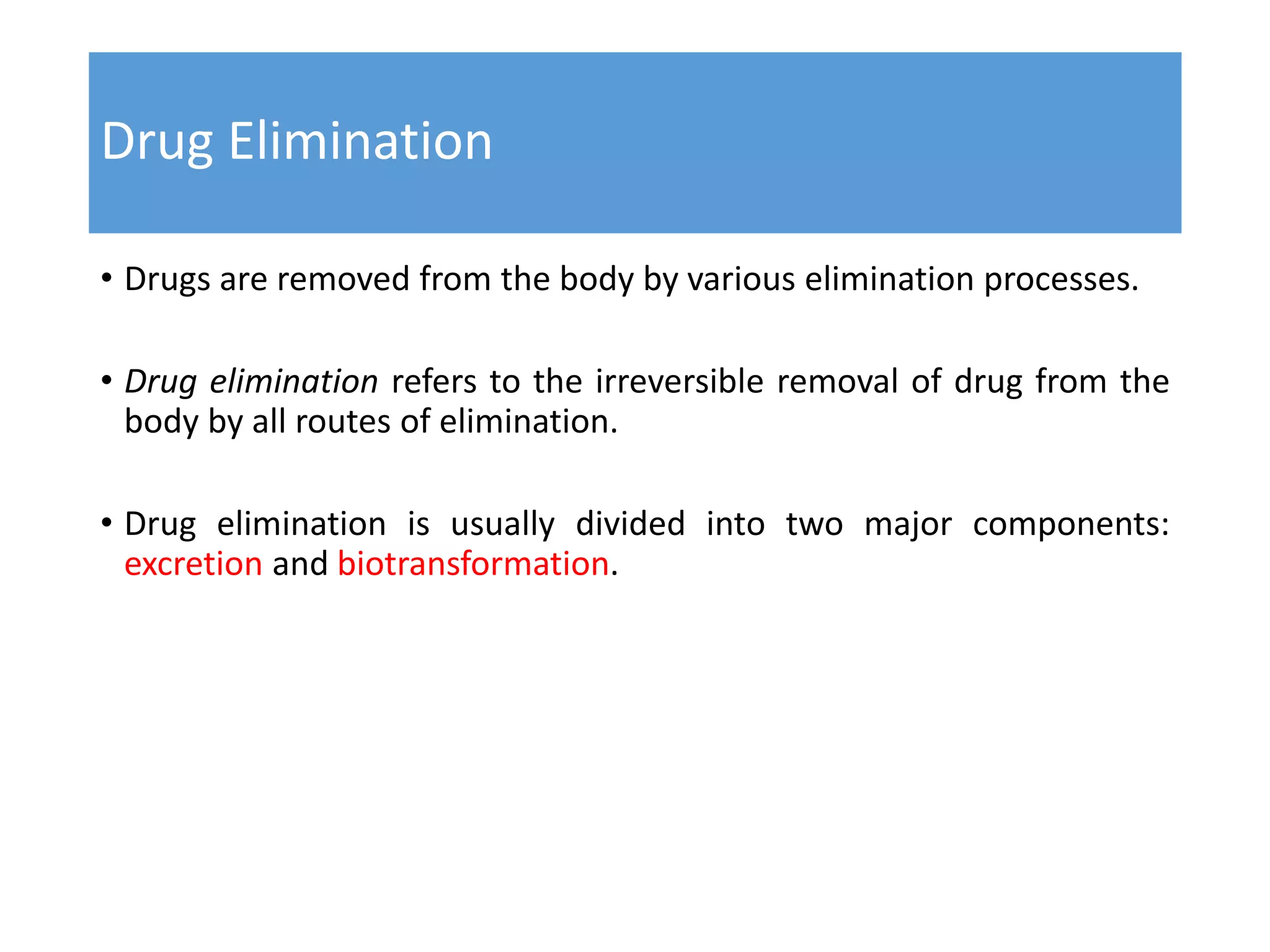 Pharmacokinetics / Biopharmaceutics - Drug Elimination | PDF