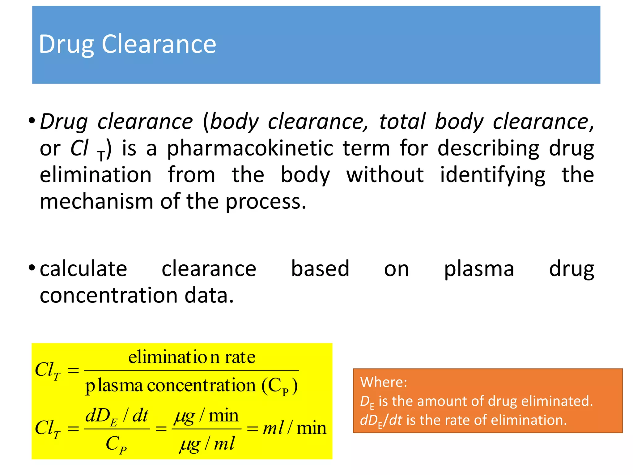 Pharmacokinetics / Biopharmaceutics - Drug Elimination | PDF