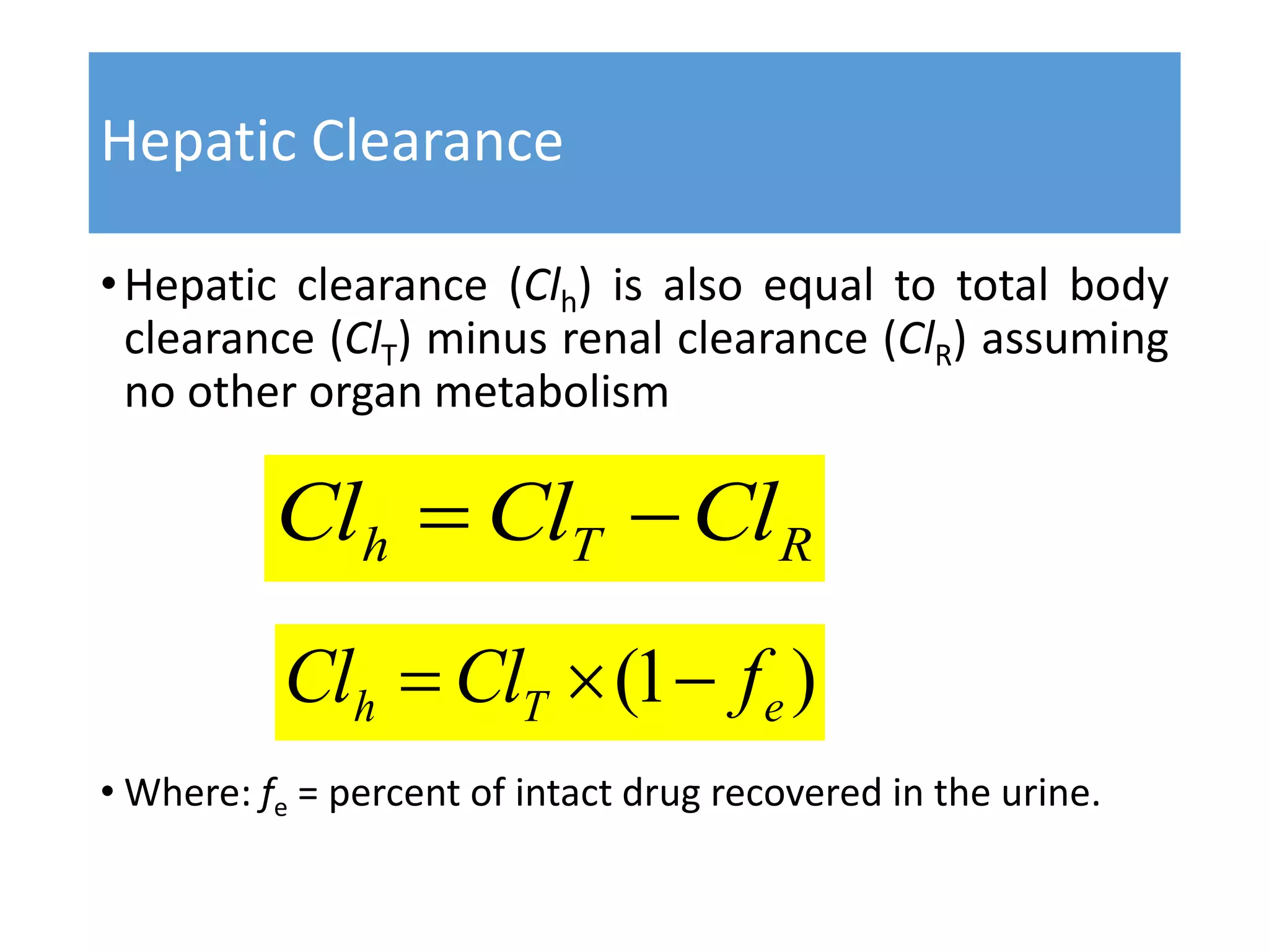 Pharmacokinetics / Biopharmaceutics - Drug Elimination | PDF
