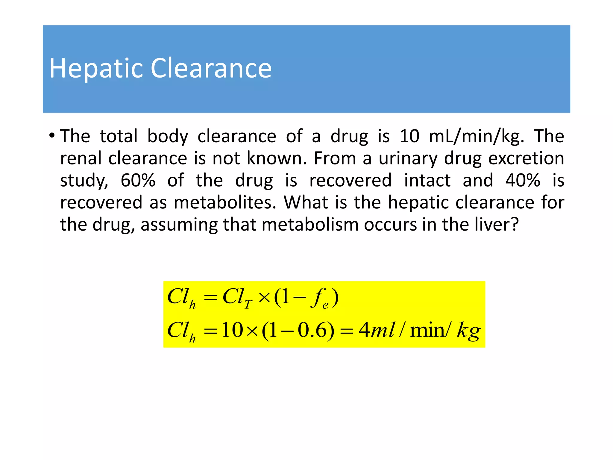 Pharmacokinetics / Biopharmaceutics - Drug Elimination | PDF