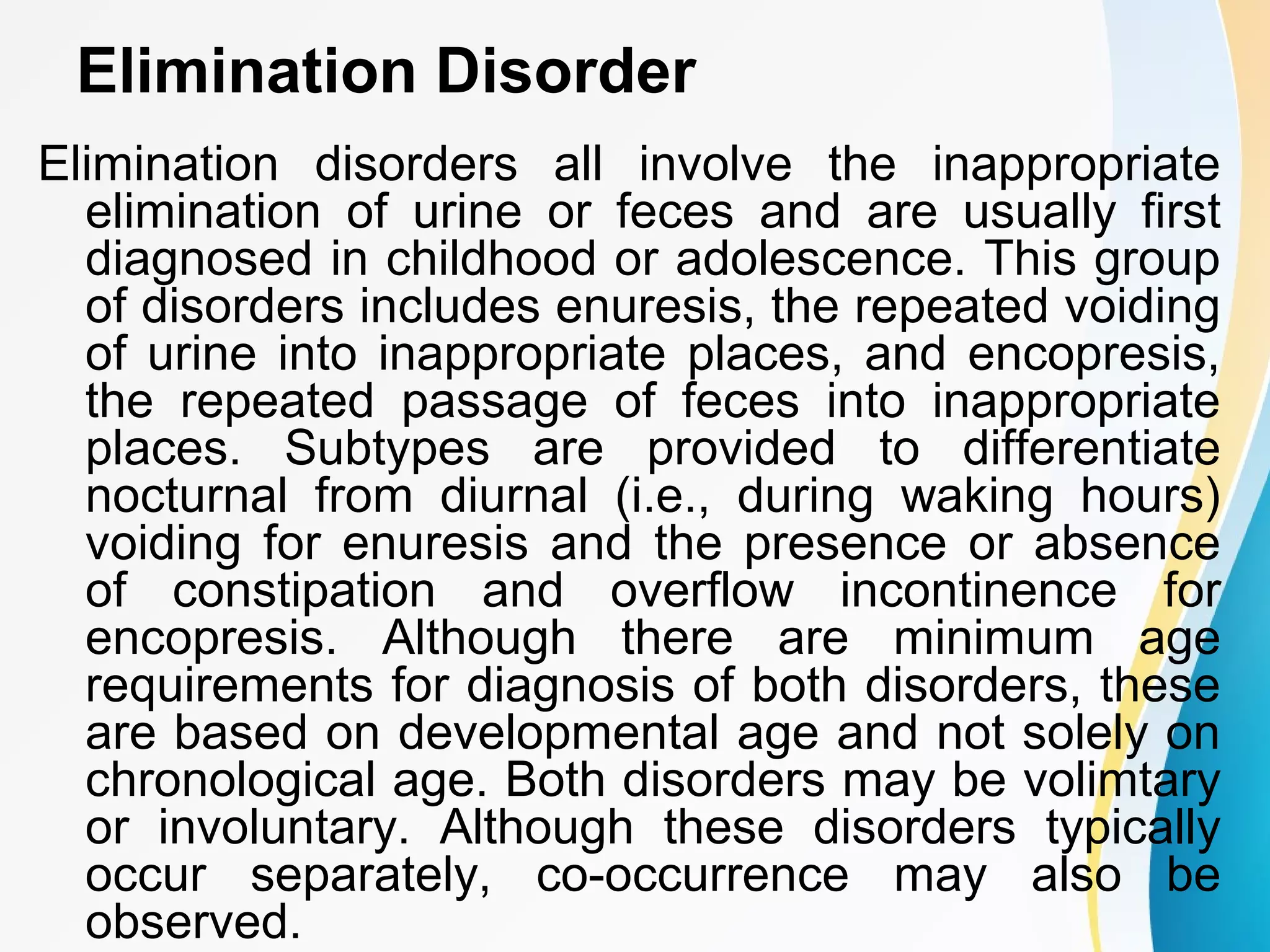 Elimination disorder - dsm V | PPT