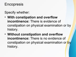 Elimination disorder - dsm V | PPT