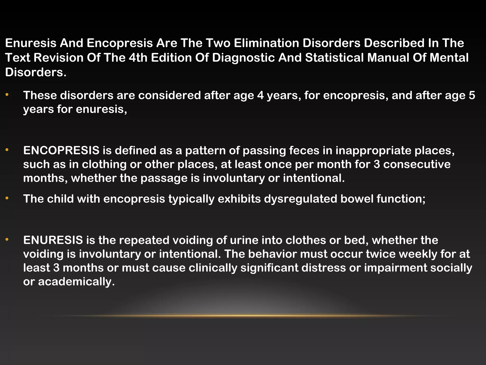 Elimination disorders | PPT