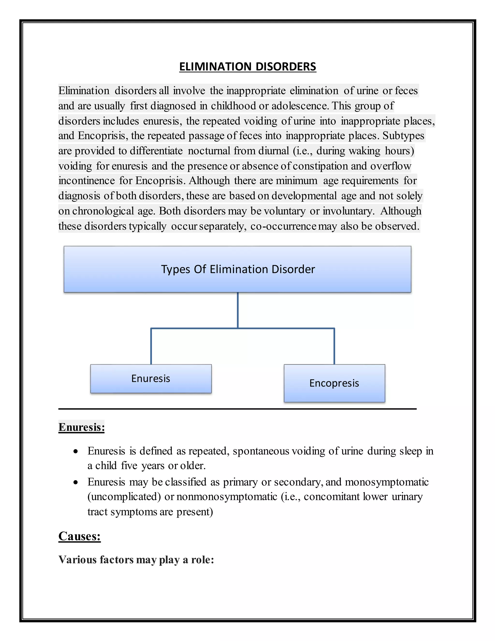 Elimination disorders | DOCX