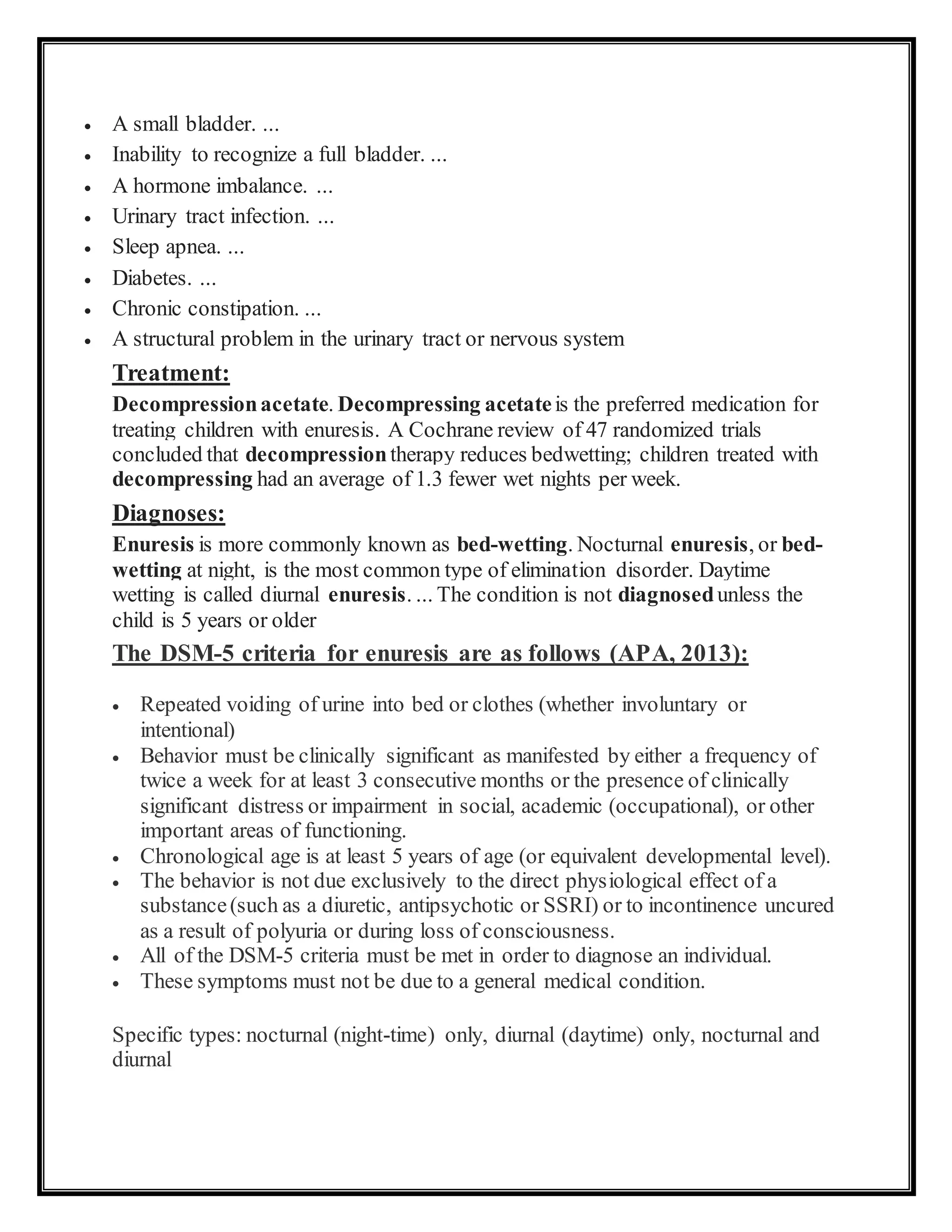 Elimination disorders | DOCX