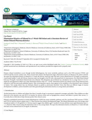 Elimination kinetics of ethanol in a 5 week-old infant and a literature ...