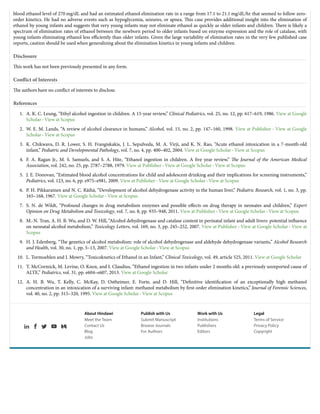 Elimination kinetics of ethanol in a 5 week-old infant and a literature ...