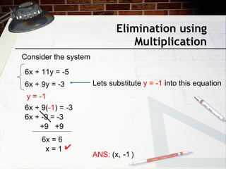 Elimination method Ch 7 | PPT