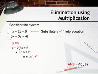 Elimination method Ch 7 | PPT