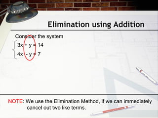 Elimination method Ch 7 | PPT