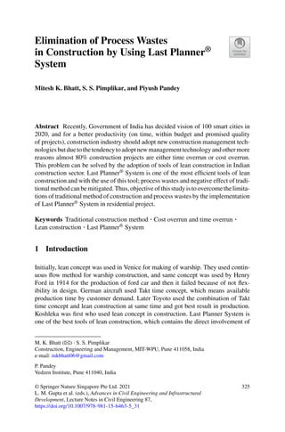 Elimination of Process Wastes in Construction | PDF