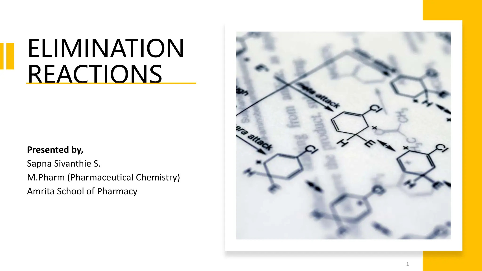 Elimination reactions- E1 Elimination reaction | PPTX