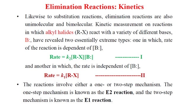Elimination Reactions-mechanisms and kinetics | PDF