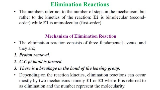Elimination Reactions-mechanisms and kinetics | PDF