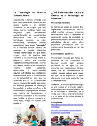 El impacto de las tecnologías en nuestro entorno | PDF