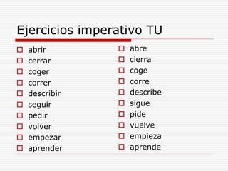 FORMACION DEL IMPERATIVO PARA Tu Y Vosotros | PPT