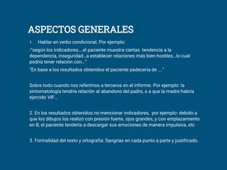 El informe psicodiagnóstico en instancias | PPTX