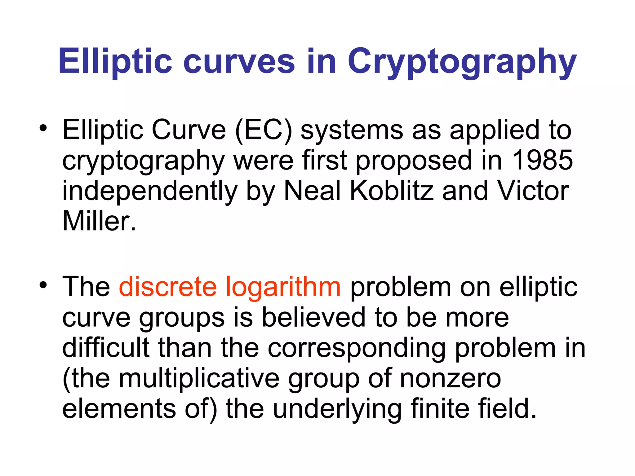 Elliptical curve cryptography | PPT Elliptical curve cryptography | PPT