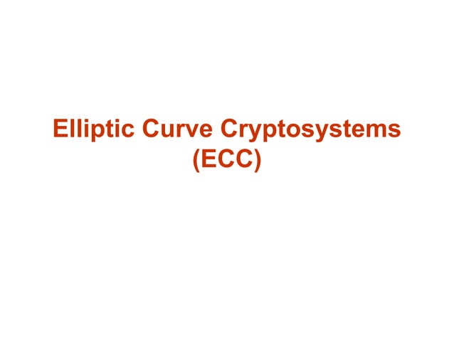 Elliptical Curve Cryptography Ppt