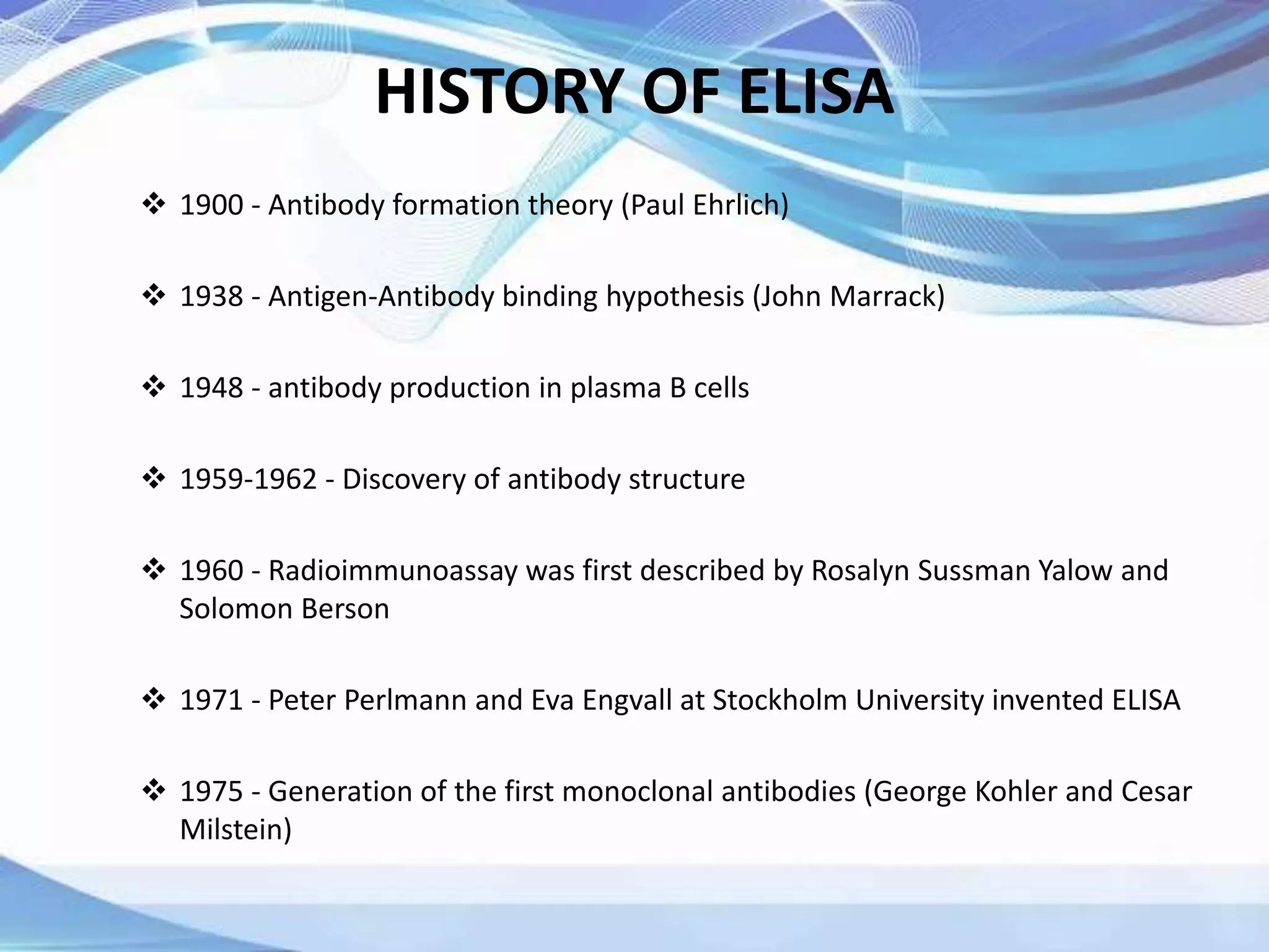 Elisa (Enzyme Linked Immuno Sorbent Assay) | PPTX