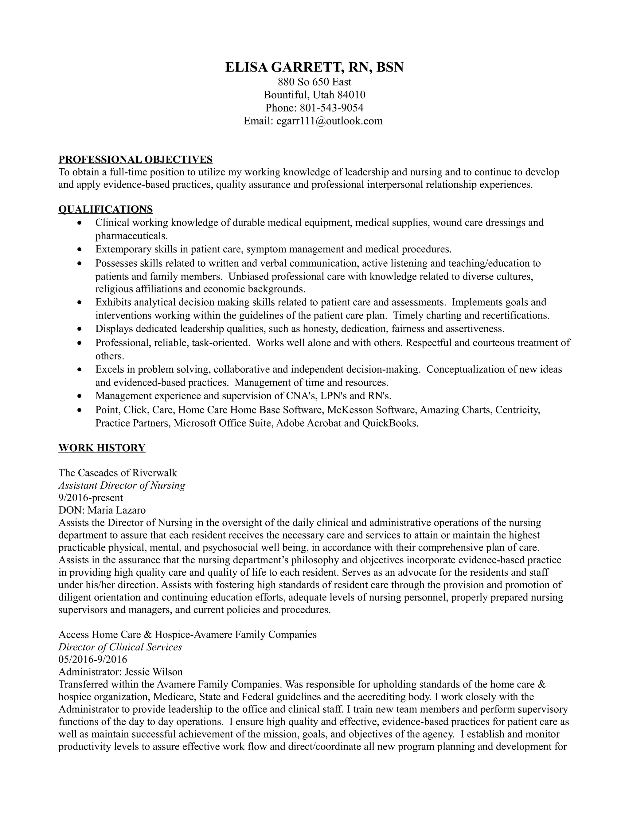 Elisa Garrett Resume | DOC | Healthcare Industry | Industries