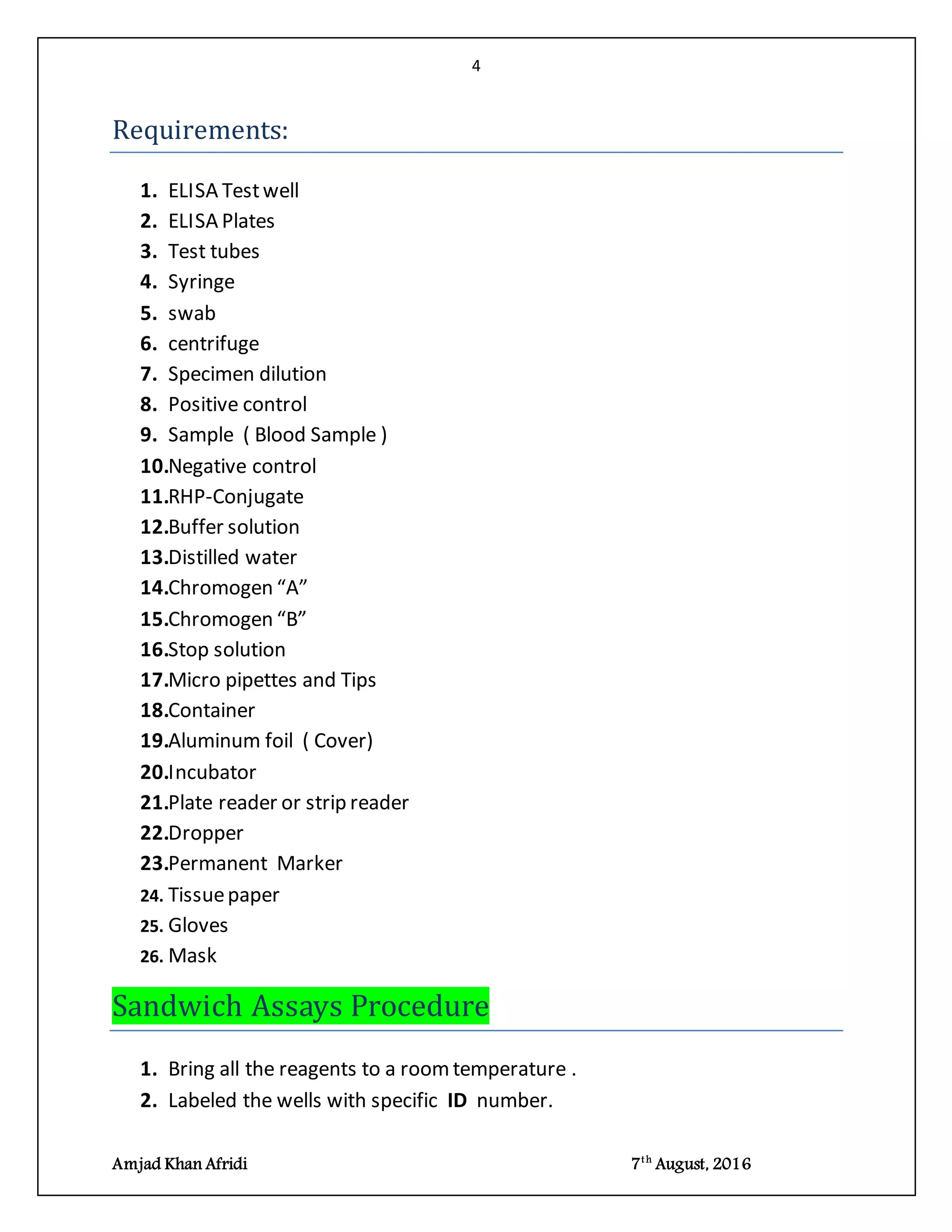 Elisa test | DOCX
