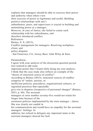 Elise and Unproductive Conflict at Main Street Bakeries” . Which co.docx