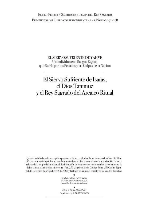 Eliseo Ferrer / El Siervo Sufriente de Isaías, el dios Tammuz y el Rey ...