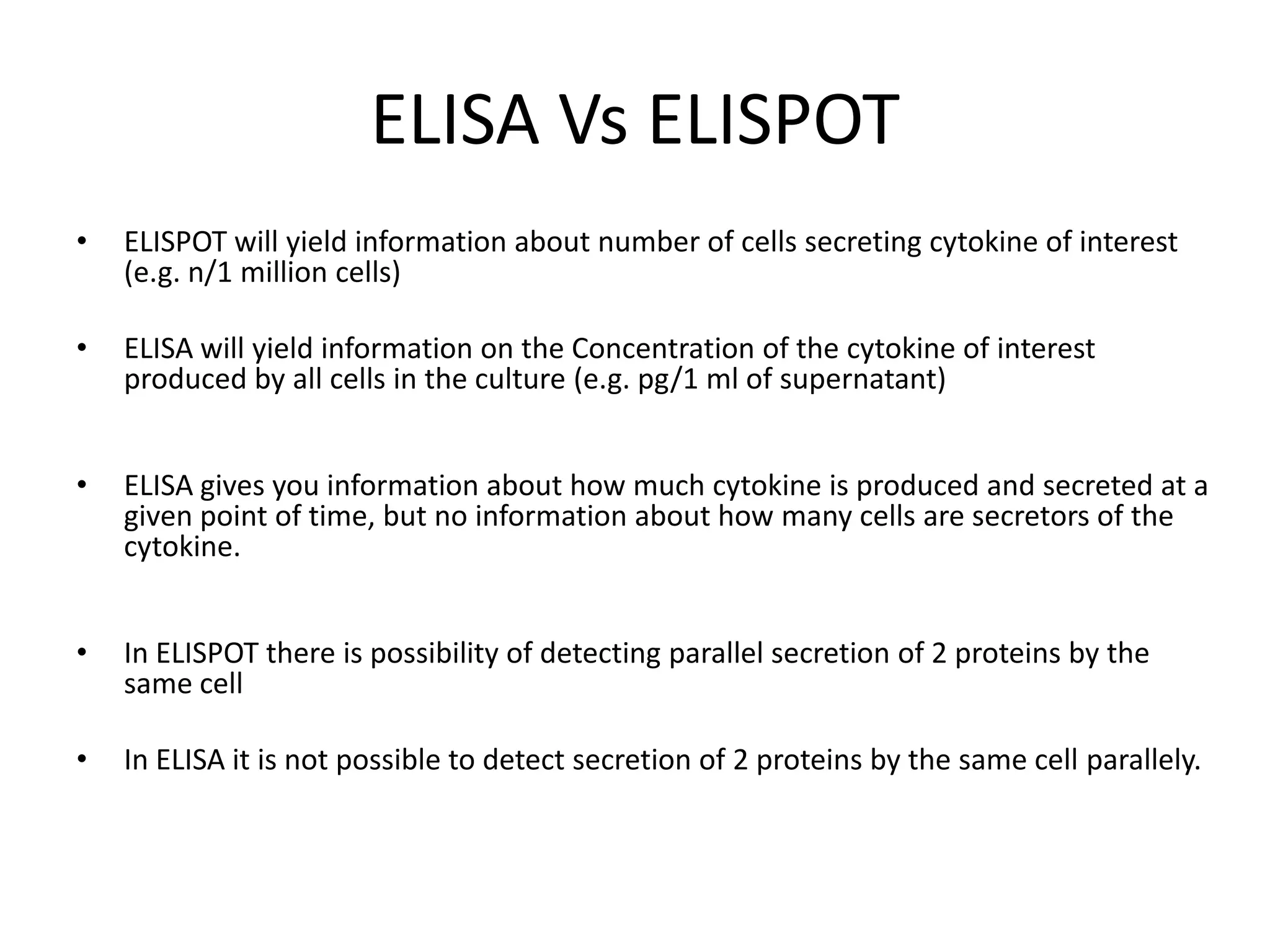 ELISA Vs ELISPOT - Principle, Procedure, Advantages | PPTX