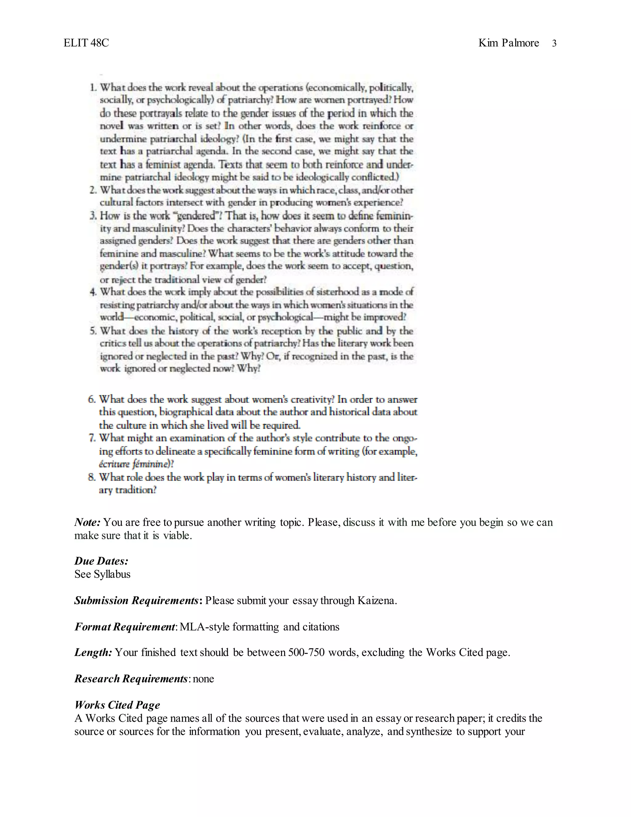 Elit 48 c trifles essay instructions | PDF