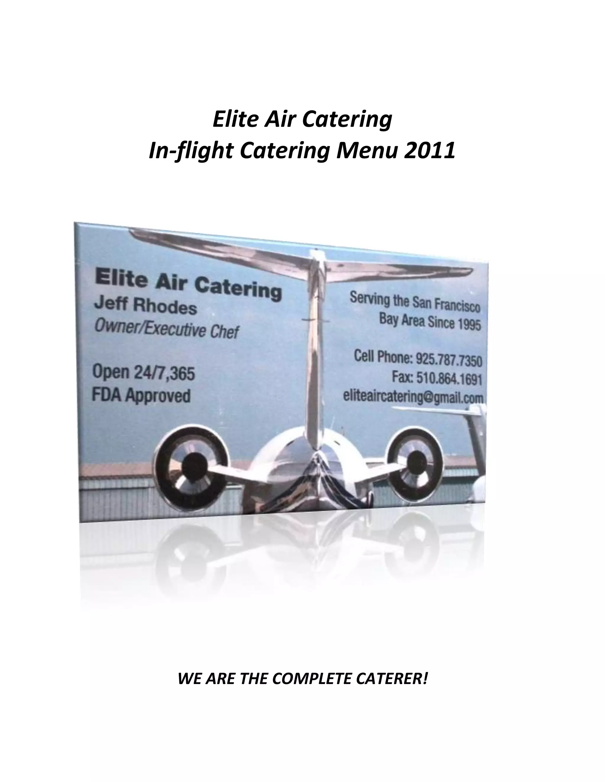 Elite Air Catering Menu With Pics September 2011 | DOCX