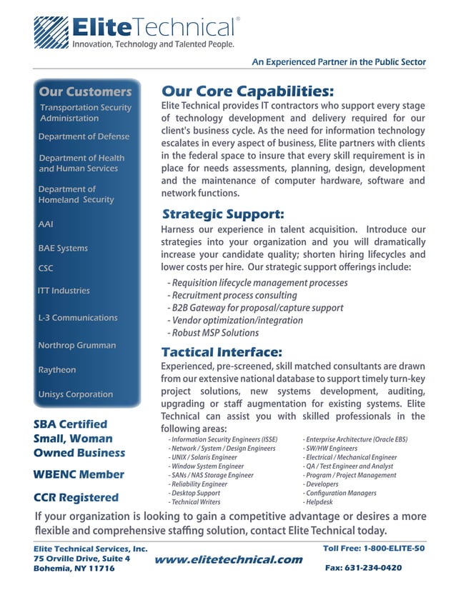 Elite Capabilities Federal It | PDF