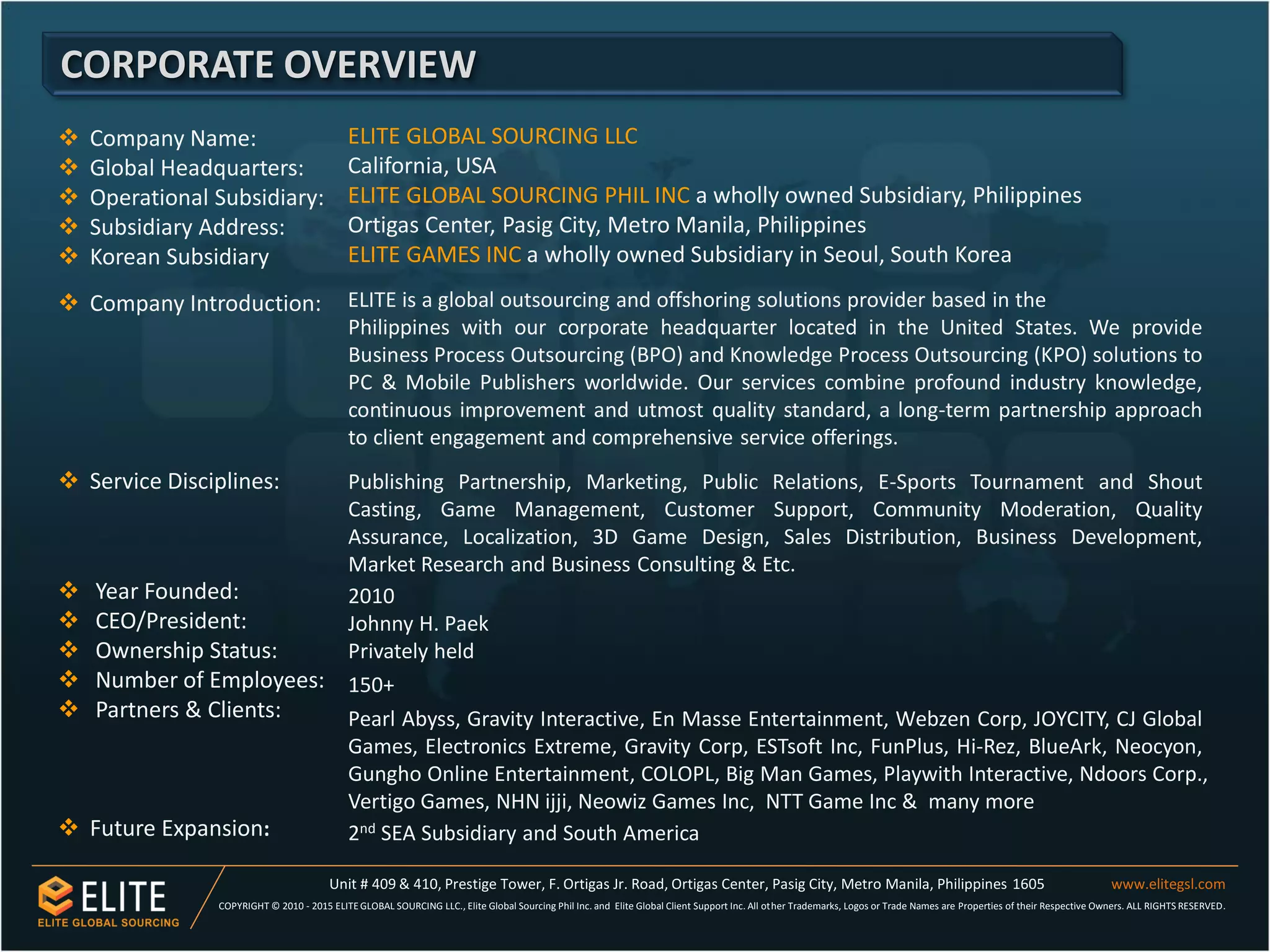 Elite Corporate Profile August 2017 English | PDF