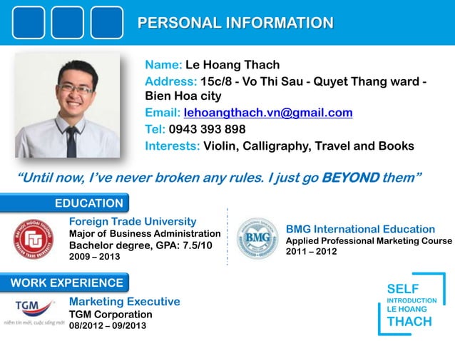 Elite Development Program_Self-Introduction_LeHoangThach | PPTX