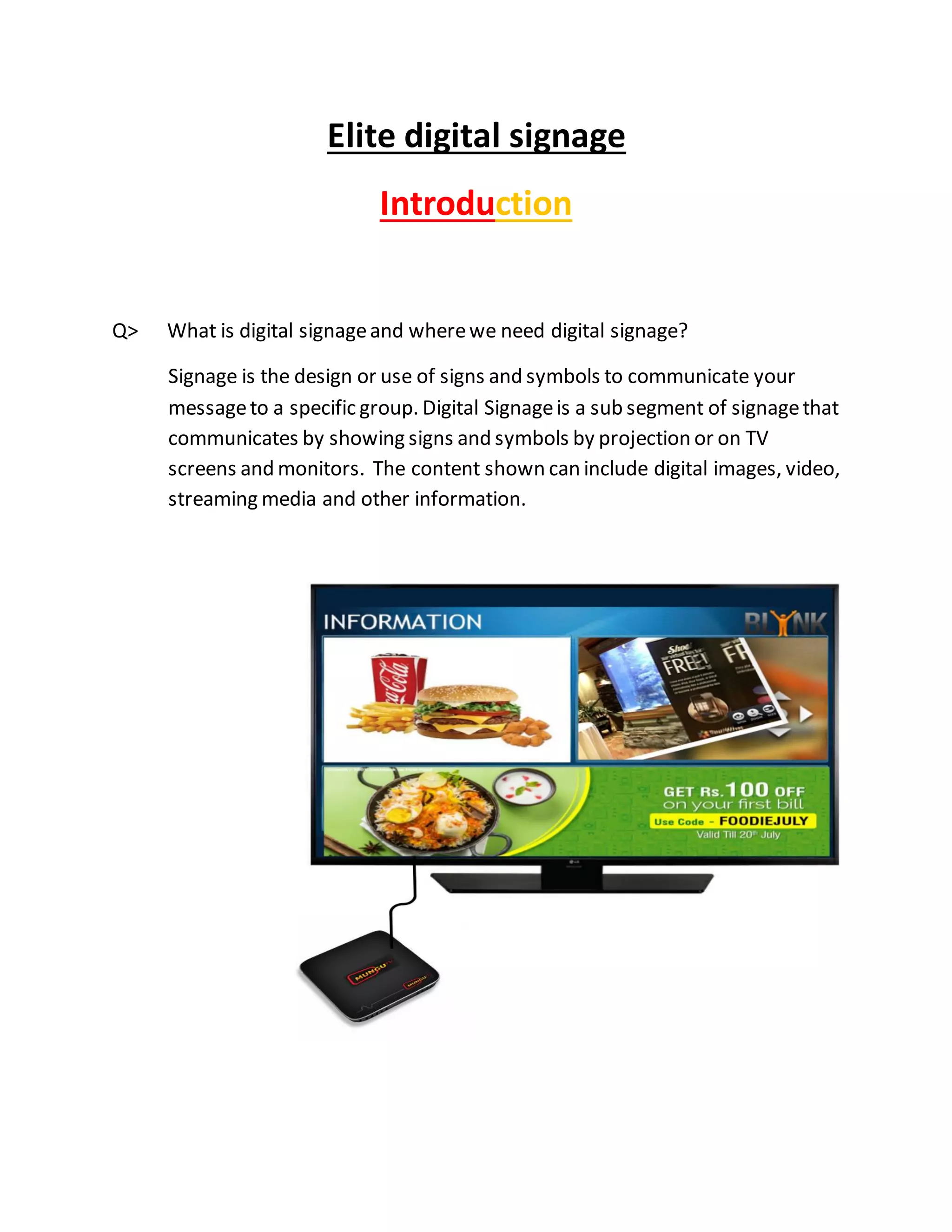 Elite digital signage | PDF