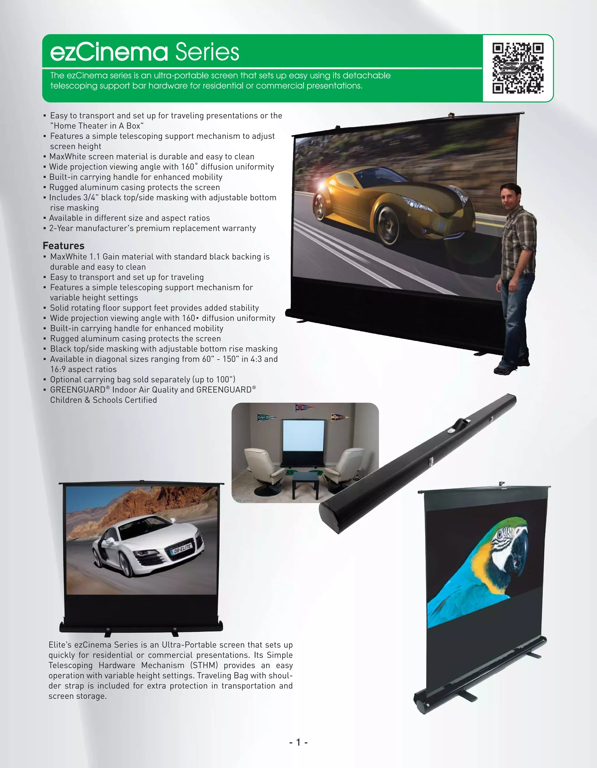 Elite ez cinema floor screen | PDF