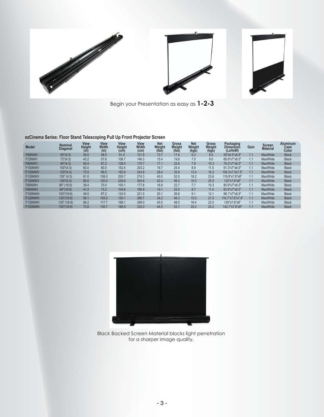 Elite ez cinema floor screen | PDF