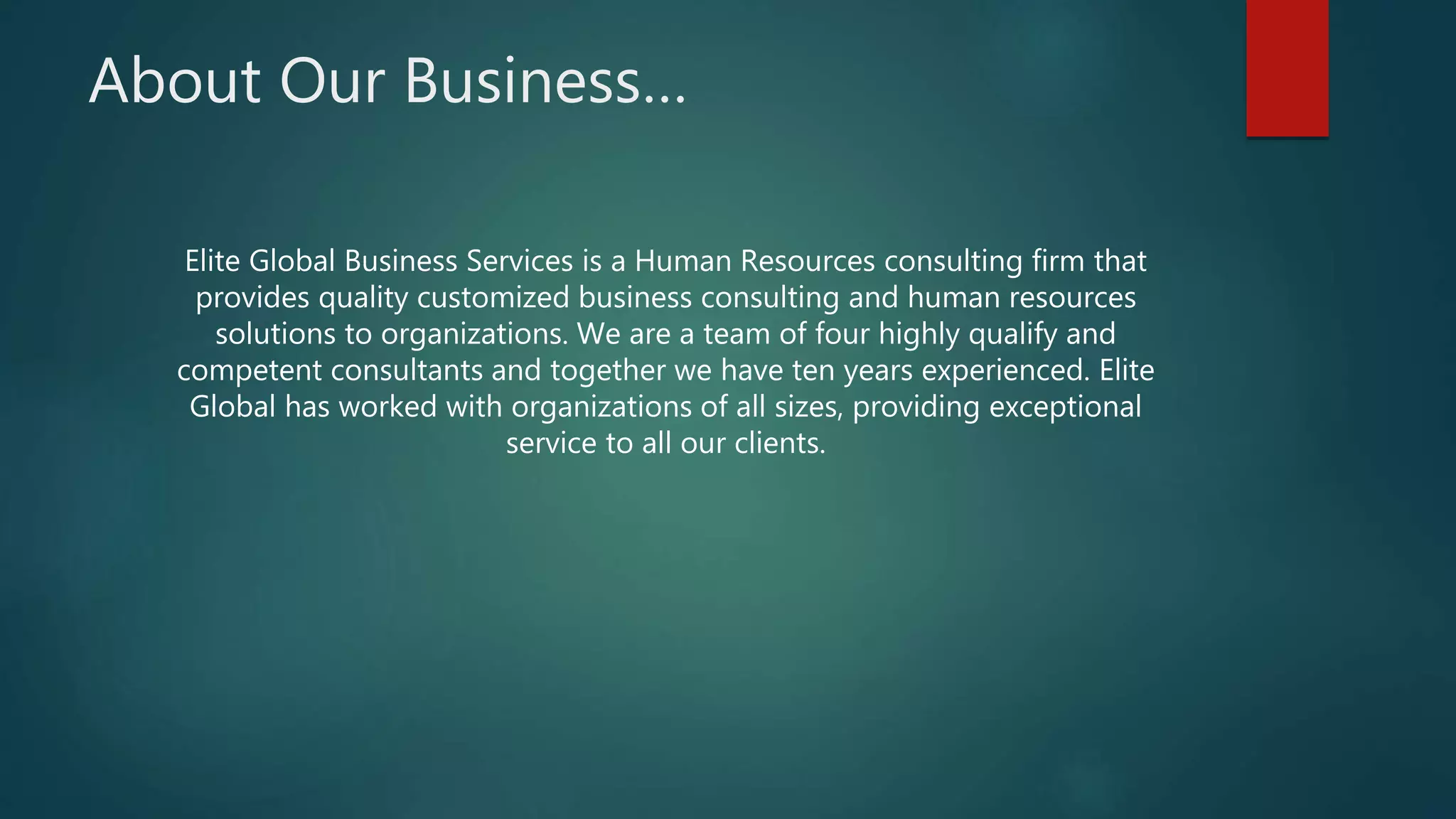 Elite global business services -- final project | PPT