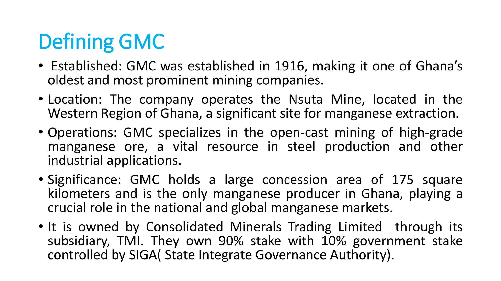 The defination and formation of Ghana Manganese Company limited | PDF