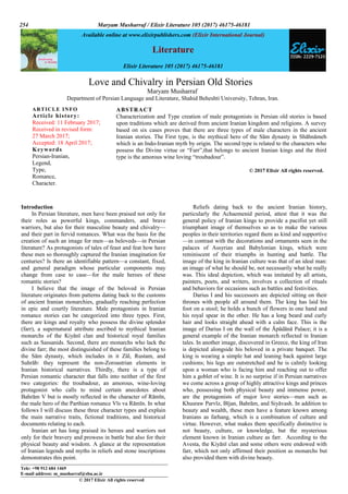 Love and Chivalry in Iranian Old Stories | PDF