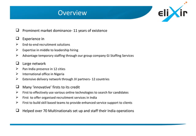 Elixir Consulting Profile | PPT