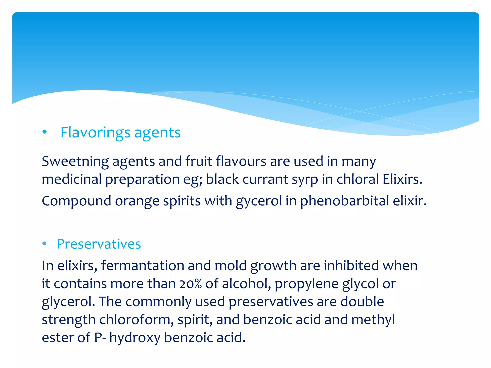 Elixirs | PPTX | Alcoholic Beverages | Food & Drink