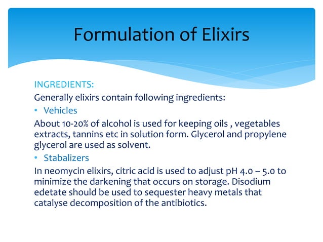 Elixirs | PPTX | Alcoholic Beverages | Food & Drink