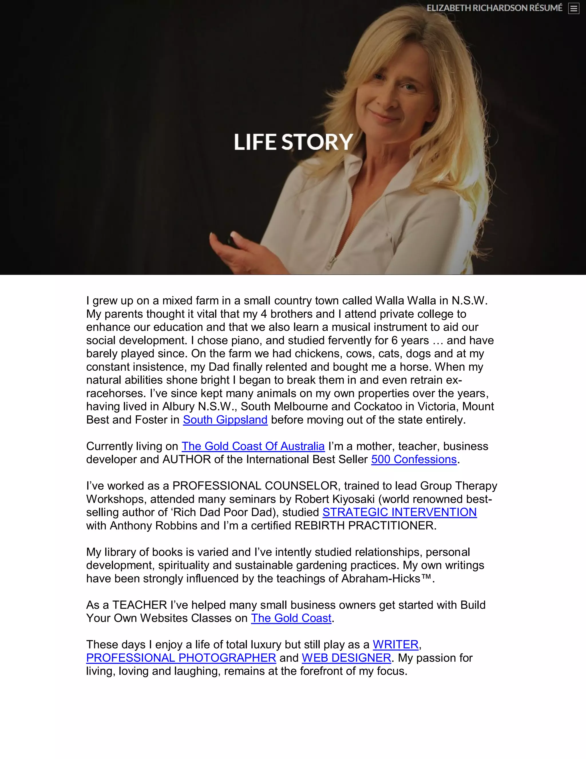 Elizabeth Richardsons Acting CV | PDF