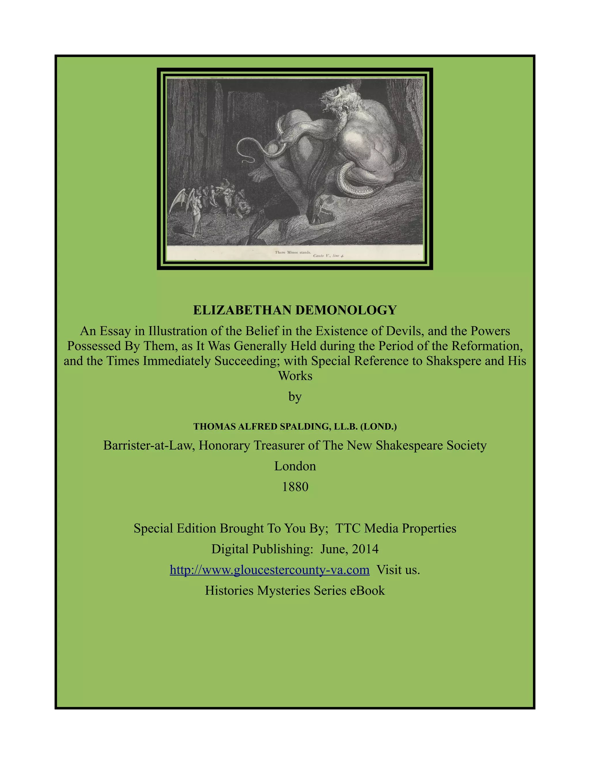 Elizabethan Demonology, Shakespeare Society, Free eBook | PDF