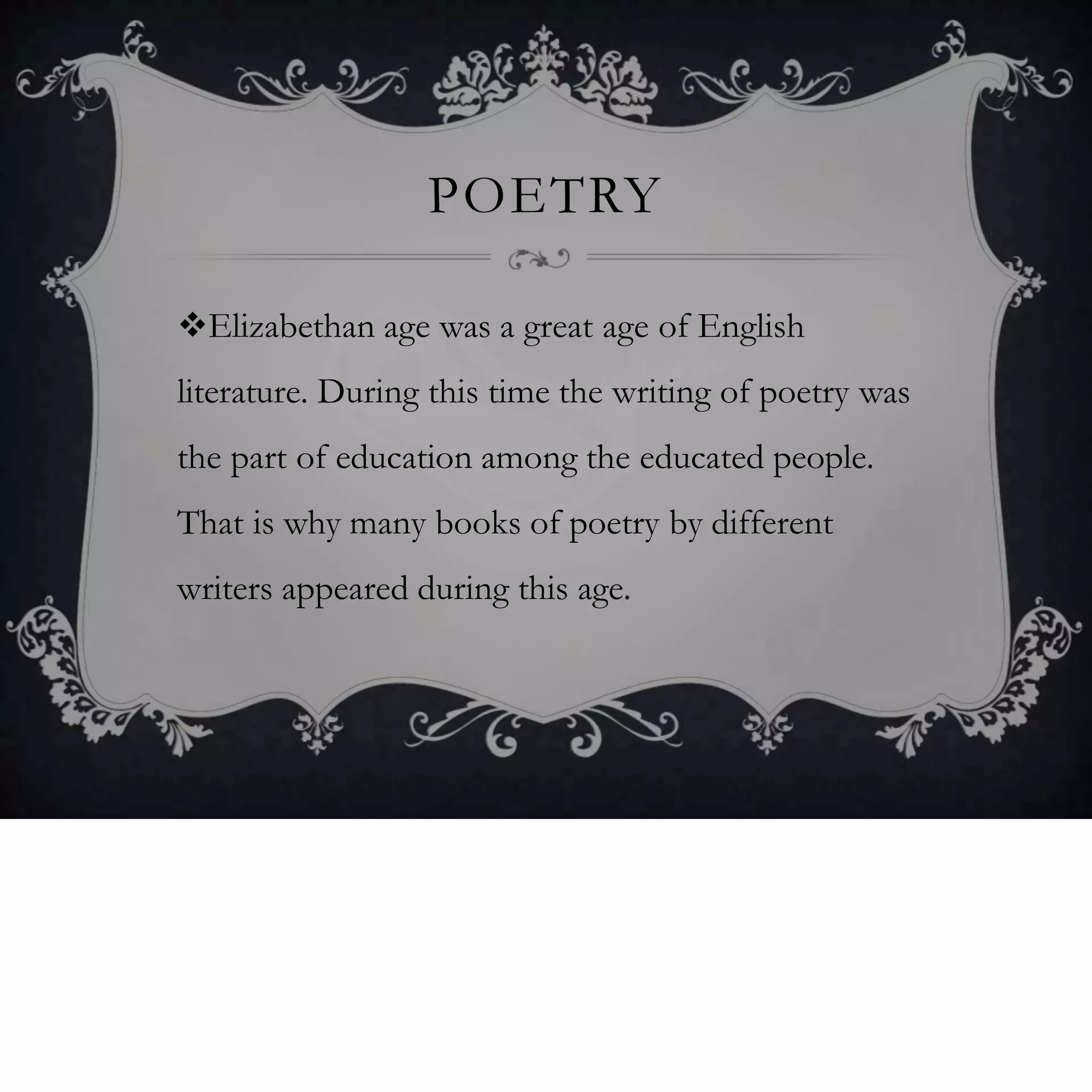 Elizabethan Age literature | PPTX