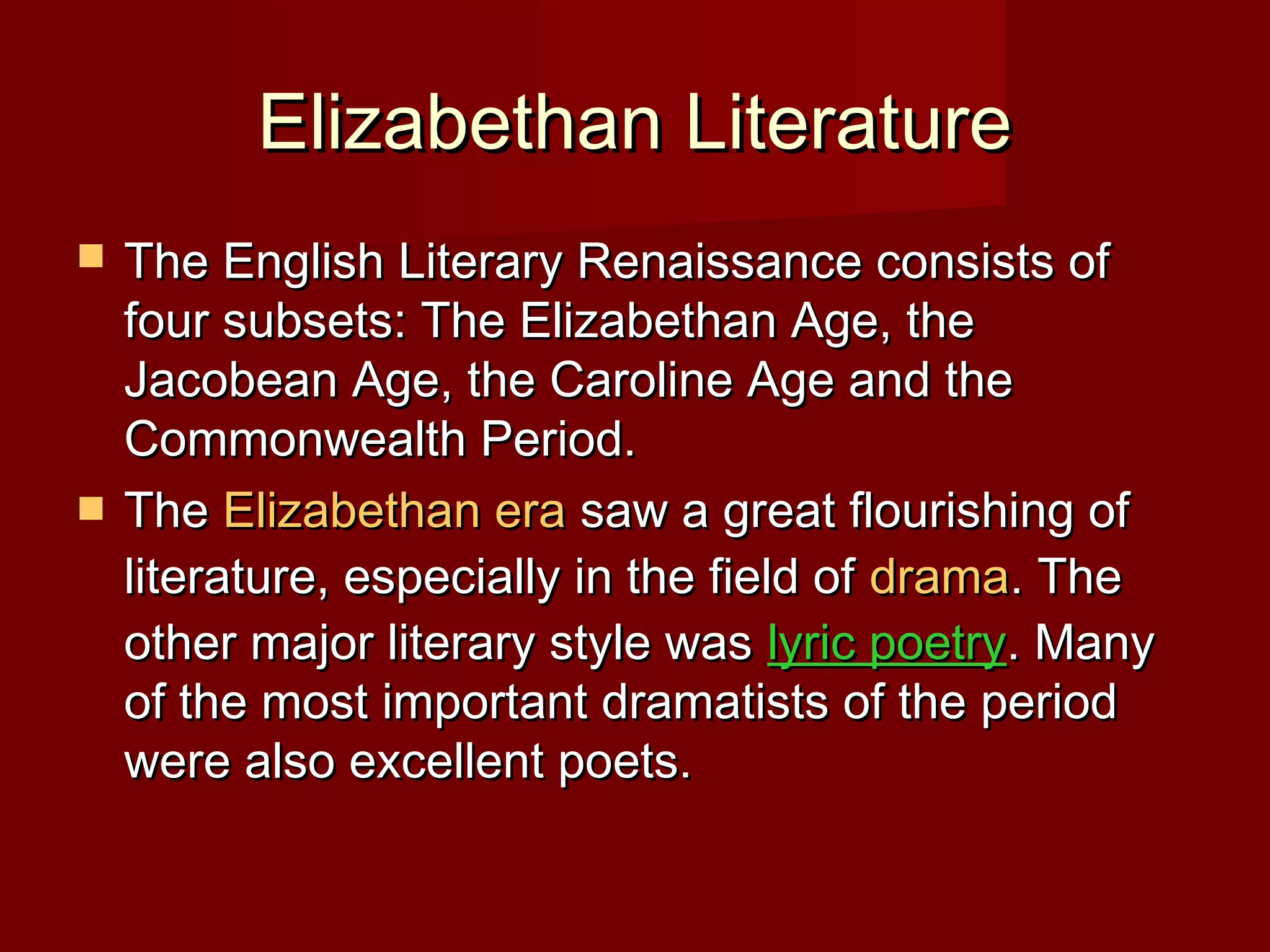 Elizabethan Period | PPT