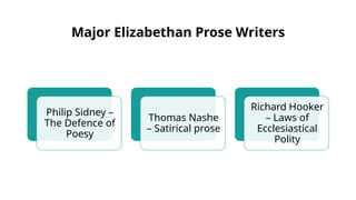 "Characteristics of Elizabethan Prose and Style" | PPTX