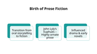 "Characteristics of Elizabethan Prose and Style" | PPTX