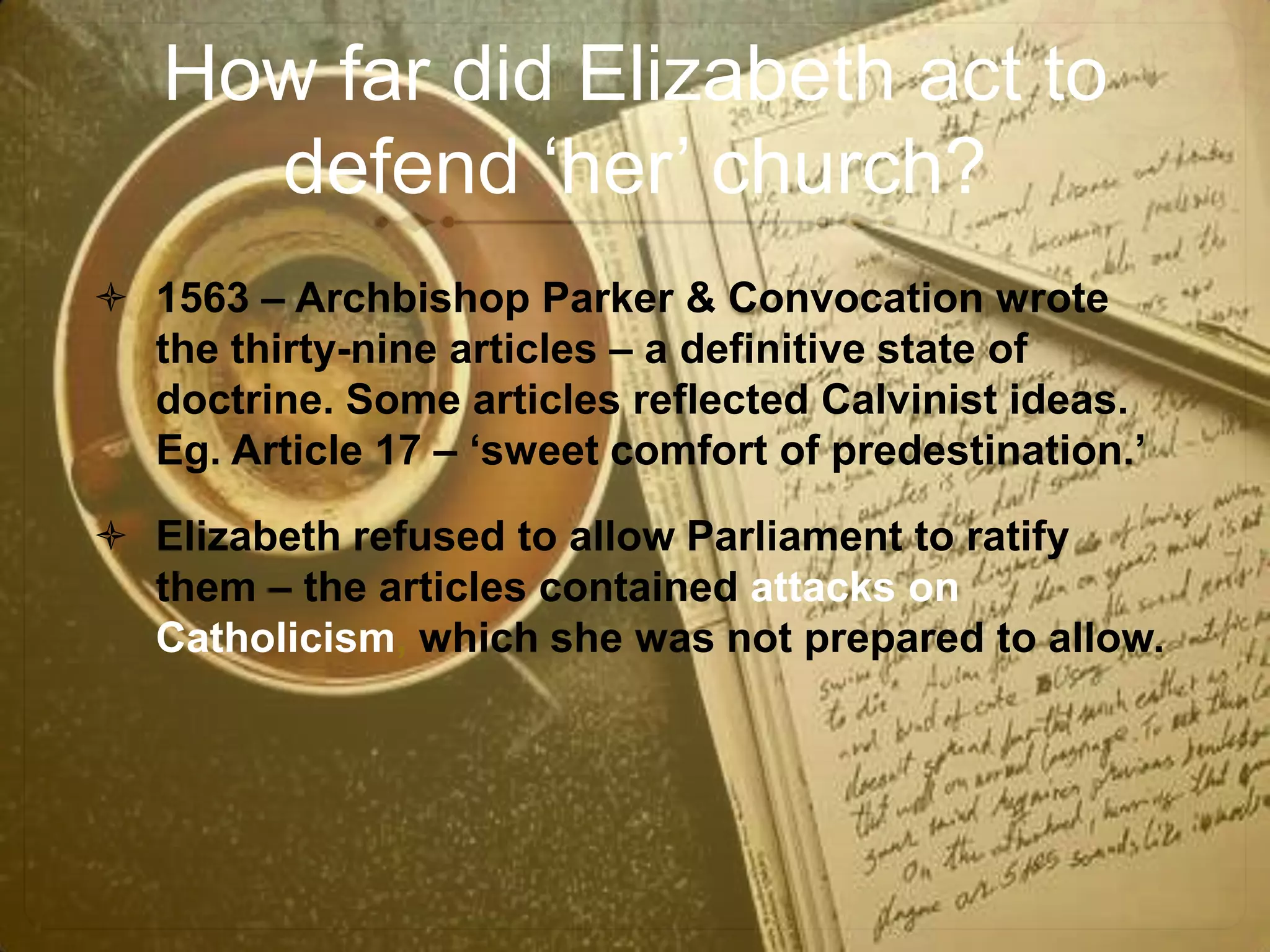 Elizabethan Religious Settlement | PPTX